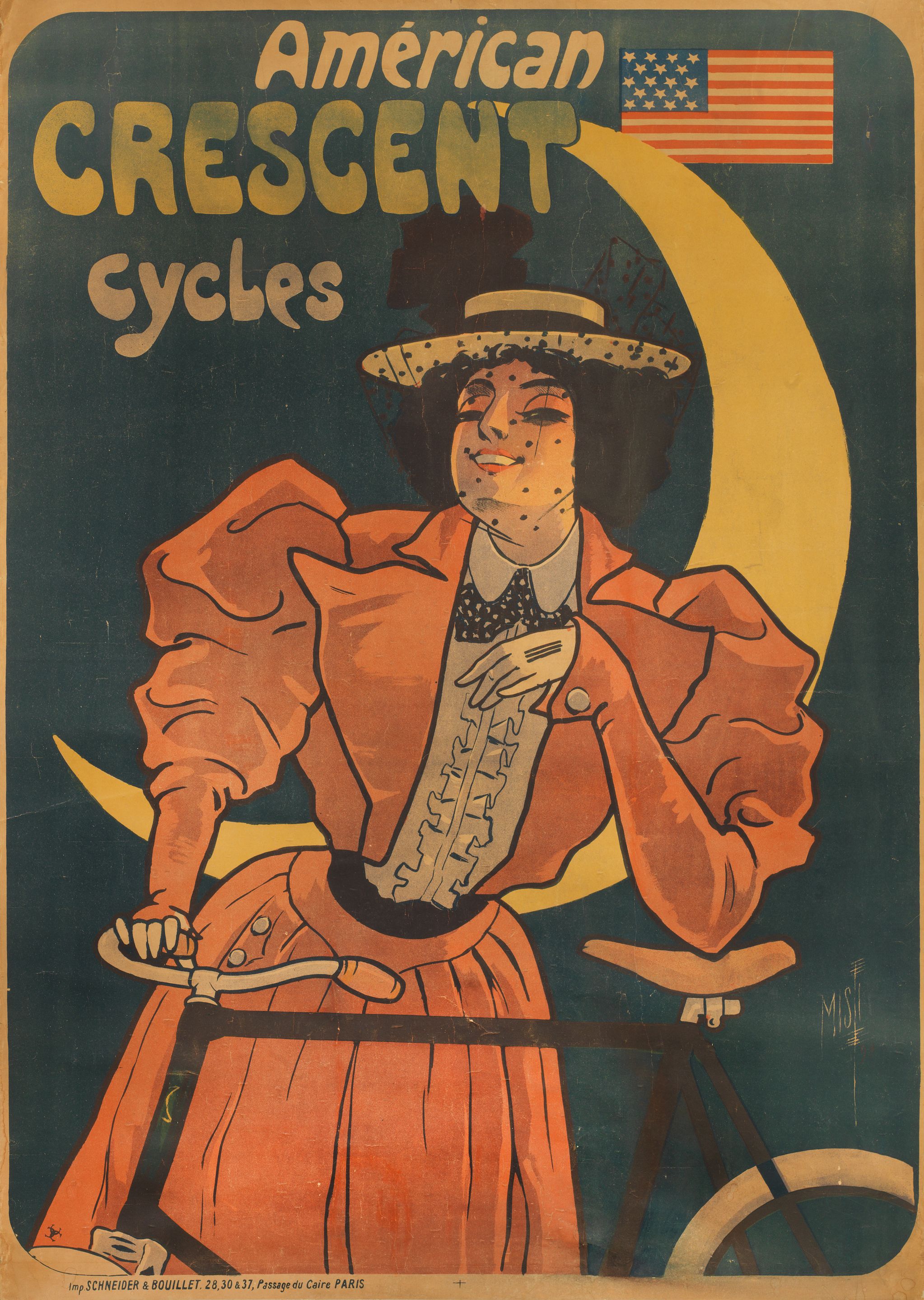 Bonhams Cars : A large 'American Crescent Cycles' advertising poster ...