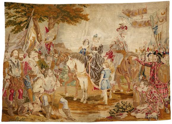 Bonhams : An English Victorian needlepoint tapestry: Surrender of Mary ...