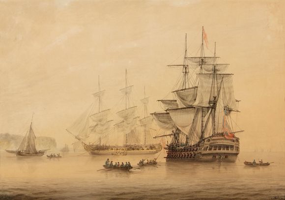 Bonhams : Samuel Atkins (British, fl.1787-1808) A British two-decker ...