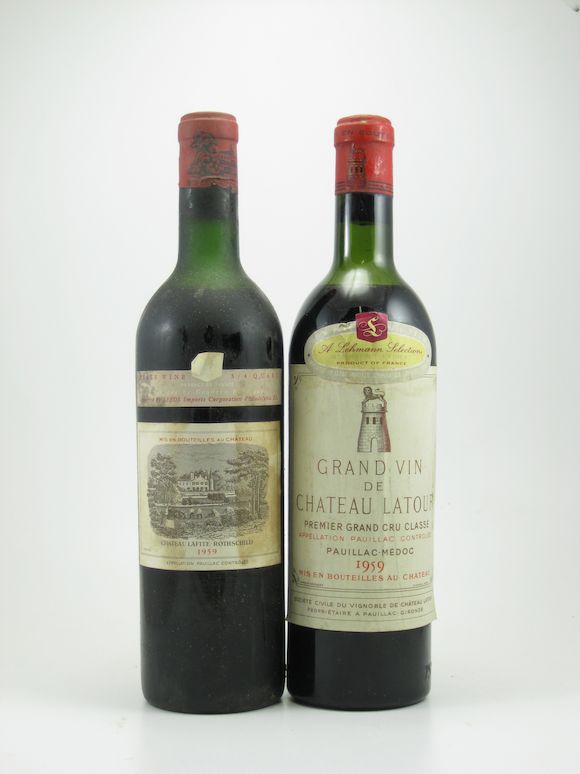 Bonhams : Château Lafite Rothschild 1959 (1) Château Latour 1959 (1) Château Mouton Rothschild ...