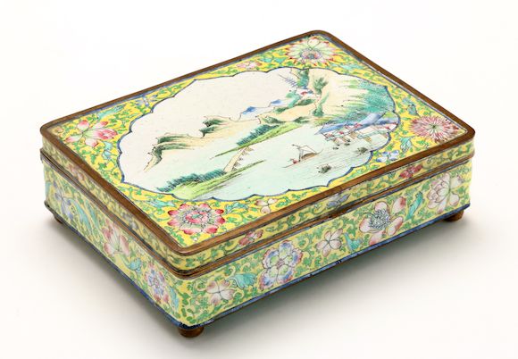 Bonhams : A canton enameled metal hinged box Late Qing/Republic period