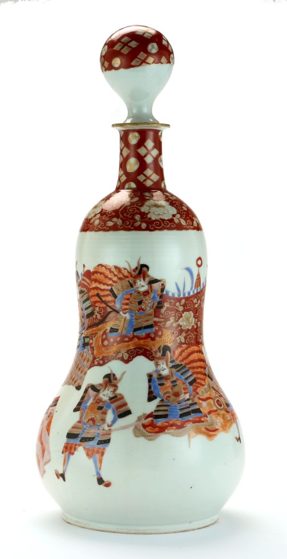 Bonhams : A polychrome enameled double gourd jar with stopper Meiji period