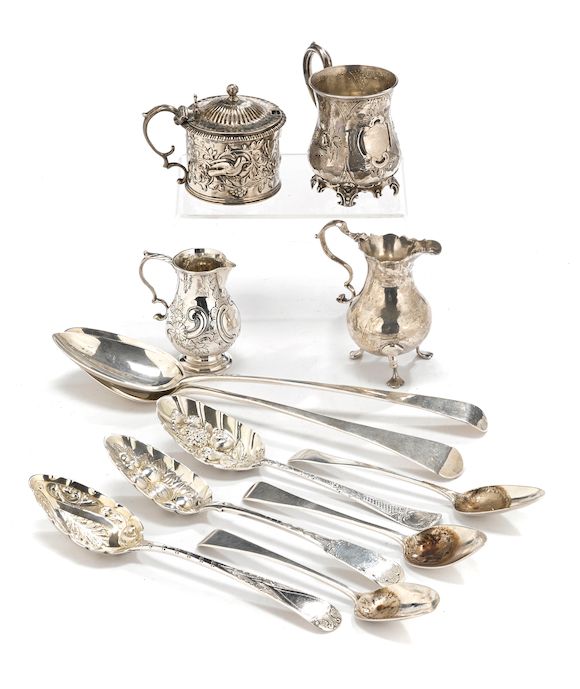Bonhams : An assembled group of English sterling silver flatware and ...