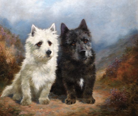 Bonhams : Lilian Cheviot (British, active 1894-1930) Highland Terriers ...