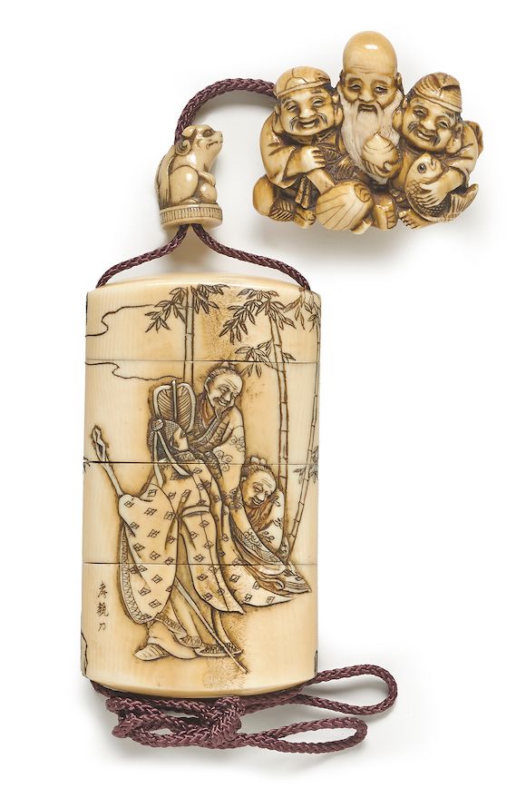 Bonhams : An ivory three-case inro Edo/Meiji period
