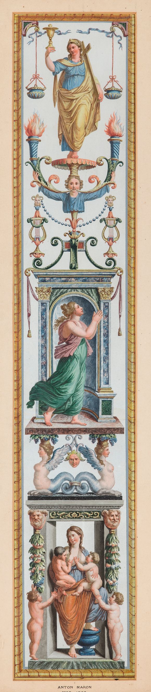 Bonhams : Three hand colored engravings of Roman allegorical friezes ...