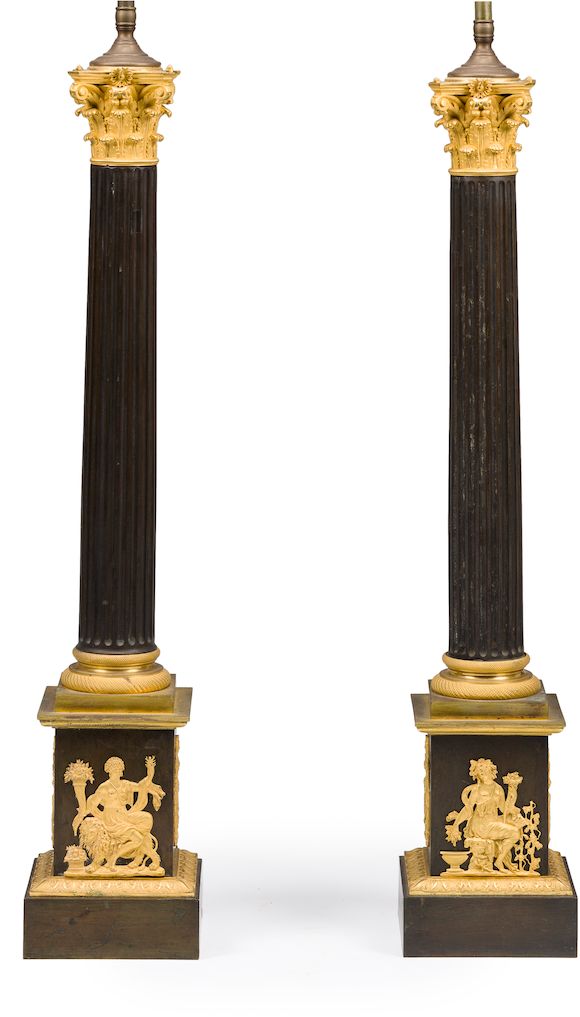 Bonhams : A pair of Empire gilt and patinated bronze Corinthian columns ...