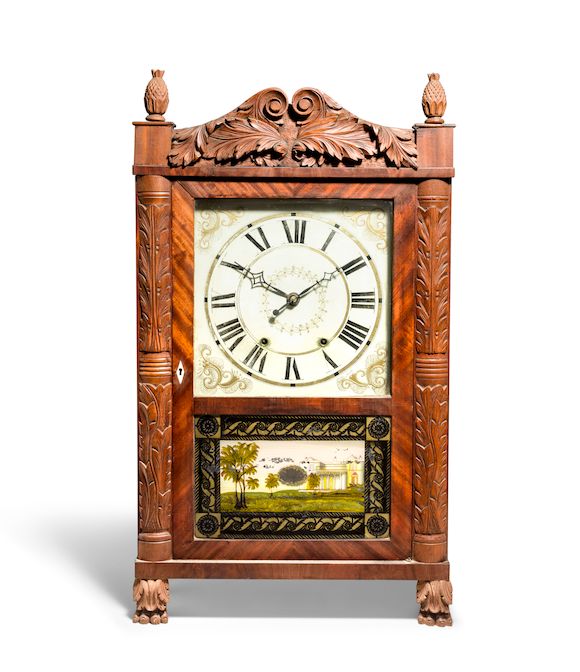 Bonhams : A mahogany carved column and crest shelf clock Second quarter ...
