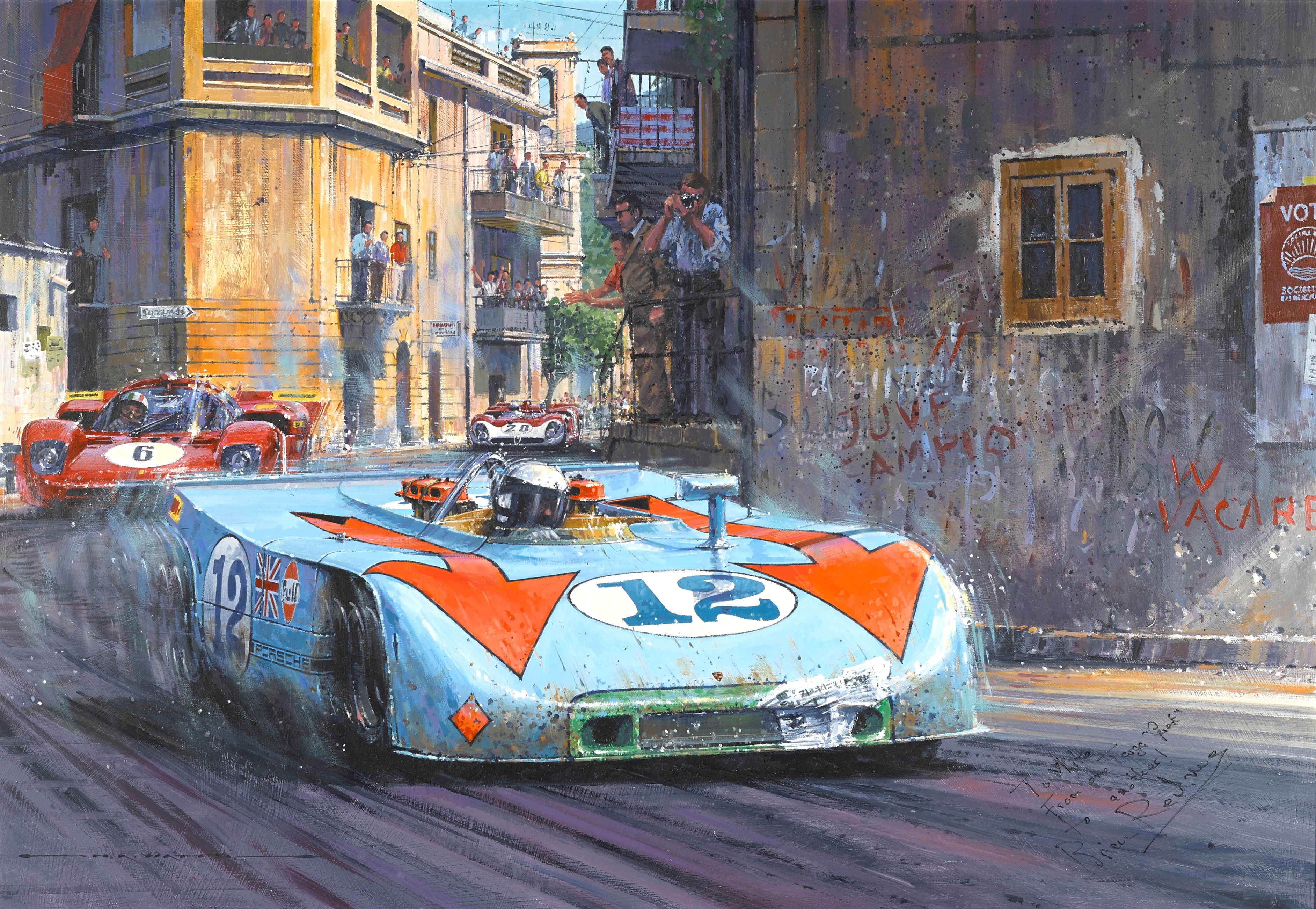 Bonhams Cars : Nicholas Watts: A 1970 Targa Florio painting, UK, 46½ x ...