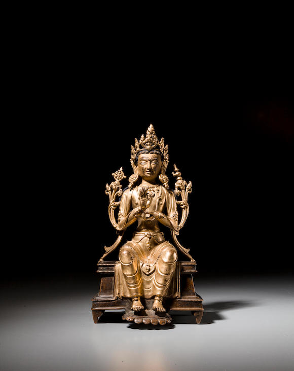 Bonhams A Gilt Copper Alloy Figure Of Maitreya Tibet 16th17th Century