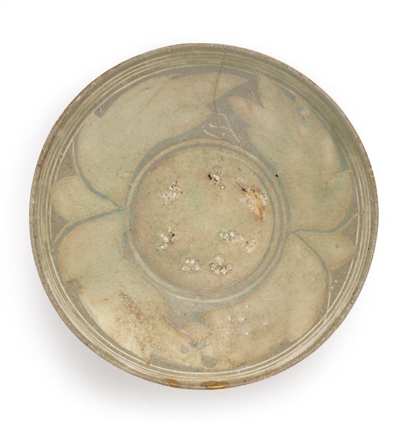 Bonhams : A buncheong ware dish with leaf inlay Joseon dynasty, 15th ...