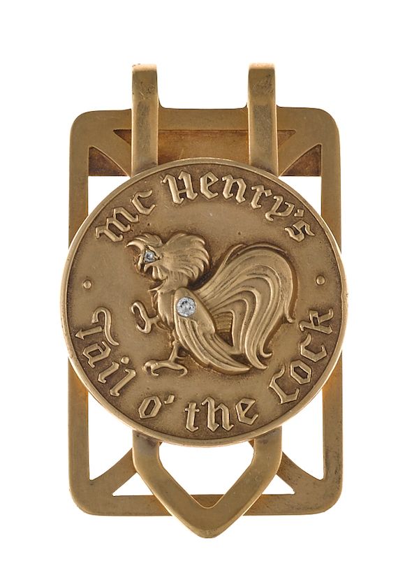Bonhams : A 14k gold and diamond money clip