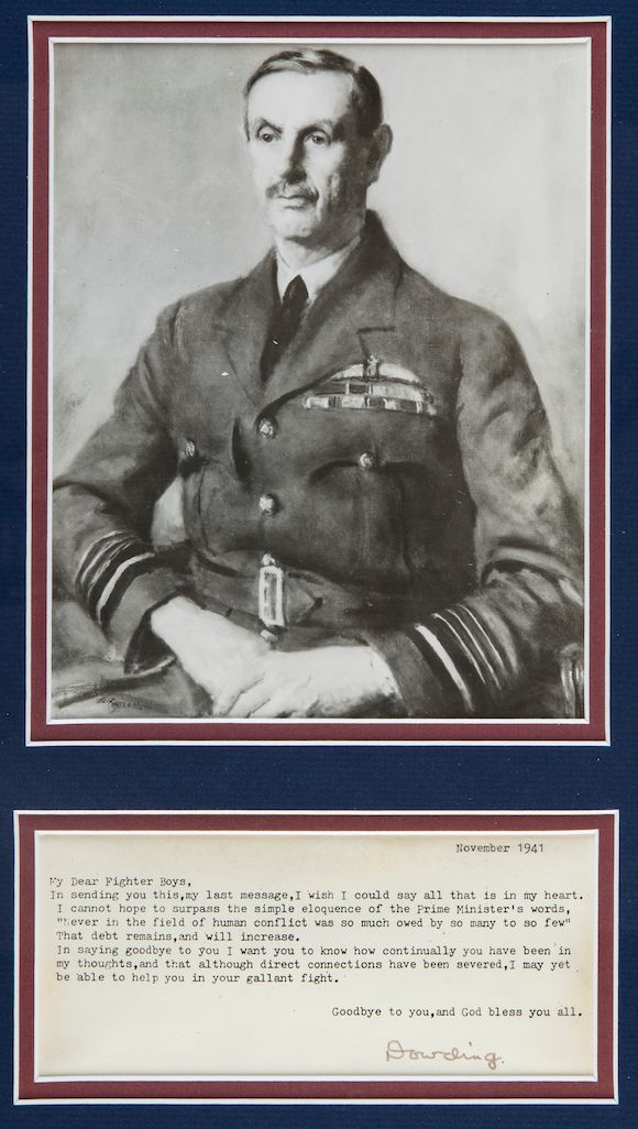 Bonhams : Signed Copy of Air Chief Marshal Hugh Dowding's Parting ...