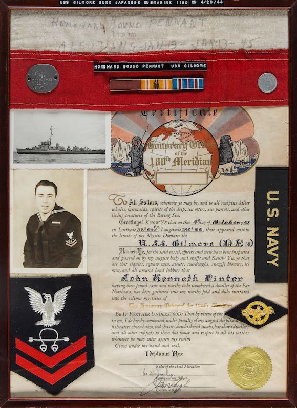 Bonhams : Homeward Bound Pennant for USS Gilmore (DE-18) 1945, together ...