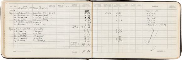Bonhams : Manuscript Flight Logs of Captain Robert A. Lewis, co-pilot ...