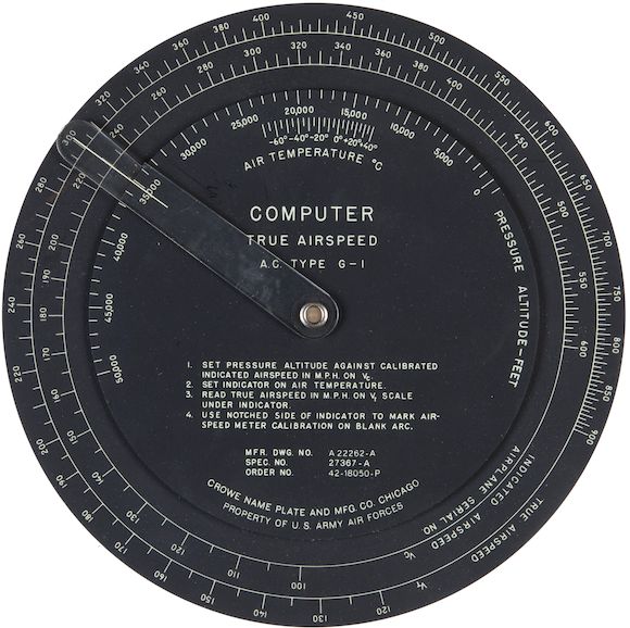 Bonhams : Capt. Robert A. Lewis' Original Computer: true airspeed ...