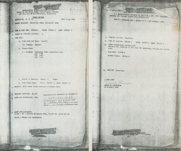 Bonhams : Copy of the Final Report of Mission FO 13, 6 Aug 1945, Filed by the Office of the ...