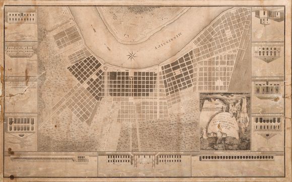 Bonhams : NEW ORLEANS. TANESSE, JACQUES. Fl.1815. Plan of the City and ...