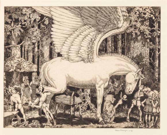 Bonhams : LAWSON, ROBERT. 1892-1957. Original etching, "We Fix Flats,"