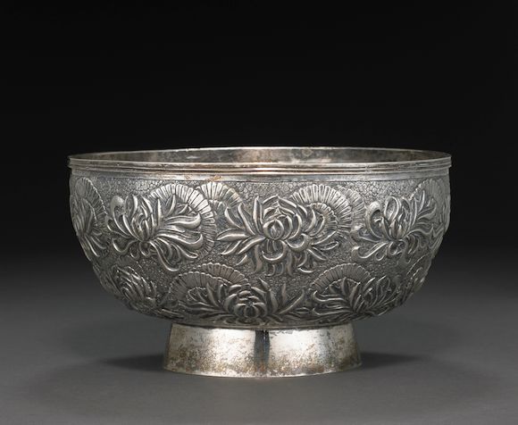 Bonhams : A large repoussé silver bowl 19th/early 20th century