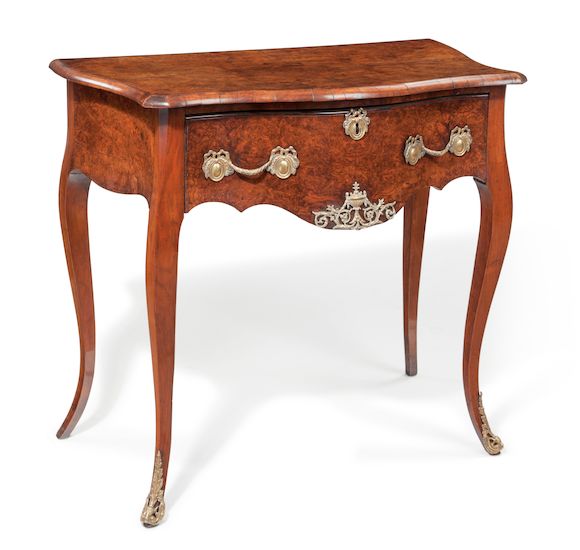 Bonhams : A Dutch Rococo gilt bronze mounted burl walnut side table mid ...