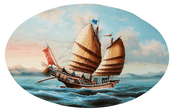 Bonhams : An assembled group of five China Trade paintings 19th and ...