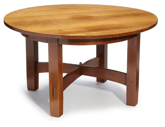 Bonhams : A Gustav Stickley oak library table similar to model 446 ...