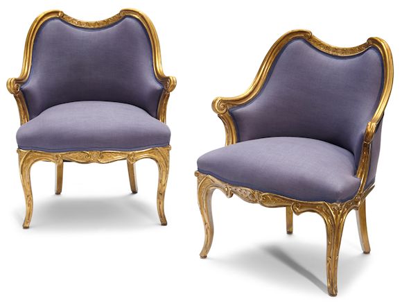 Bonhams : A pair of Joan Busquets Modernismo giltwood bergères circa 1904