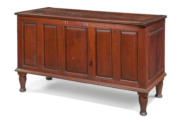 Bonhams : A paneled sulphur-inlaid walnut lift-top blanket chest ...