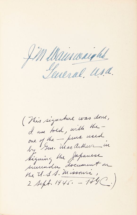 Bonhams : General Jonathan M. Wainwright: General Wainright's Story ...