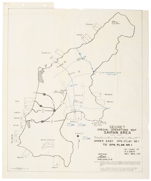 Bonhams : The Saipan Invasion: Plans and orders for the 27th infantry ...