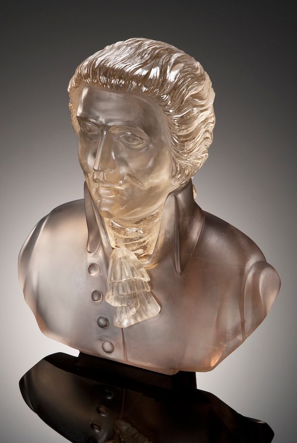 Bonhams : Smoky Quartz Carving of a Bust of Mozart