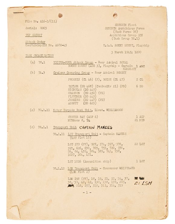 Bonhams : Battle of Mindanao, Philippines: Invasion Plans For Commander ...