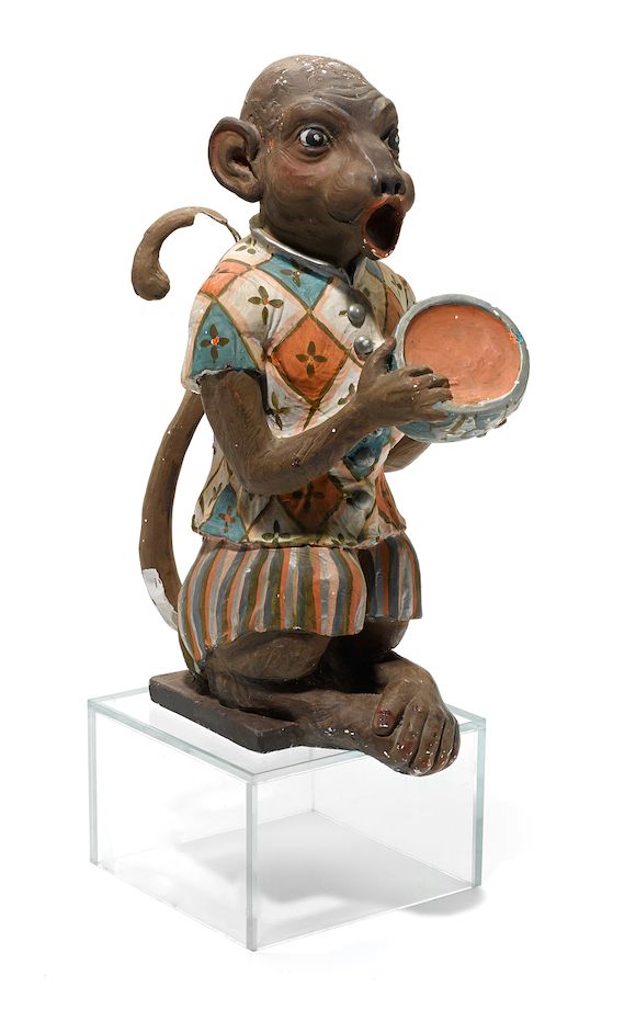 Bonhams : A Tony Duquette painted plaster monkey