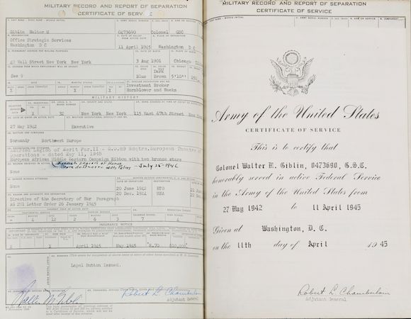 Bonhams : Colonel walter M. Giblin: his personal OSS (0ffice of ...