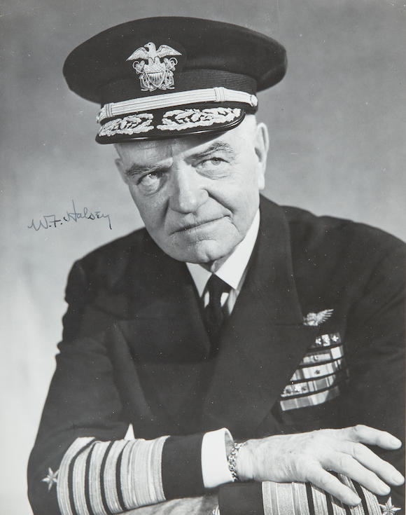 Bonhams Admiral William Halsey Signed Photograph C1945 8 X 10 In 20 X 25 Cm