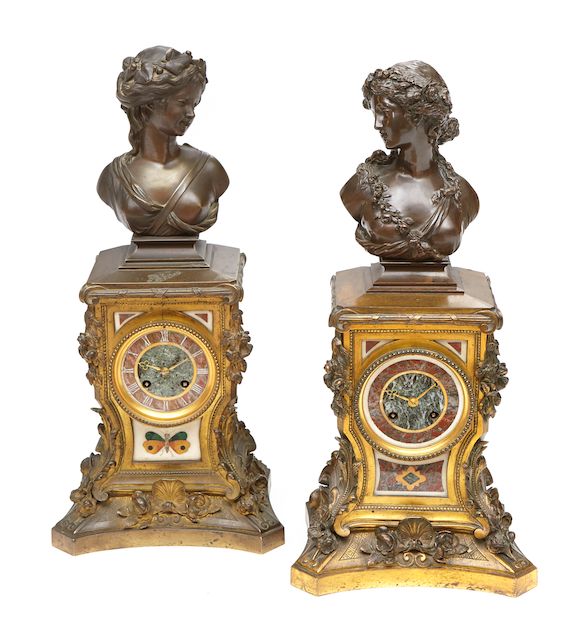 Bonhams : A pair of Belle Époque patinated bronze, gilt bronze and ...