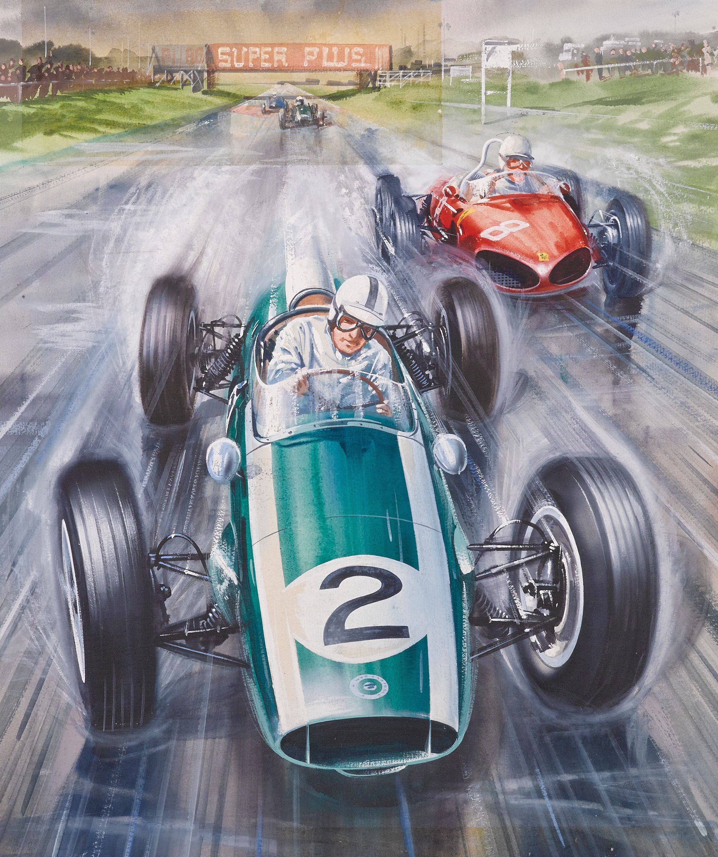 Bonhams Cars : Anon: Three motor racing paintings, Approximate visual ...