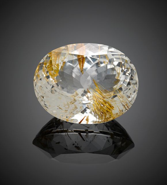 Bonhams : Rare Rutilated Colorless Topaz--A Member of the 100 Carats Club