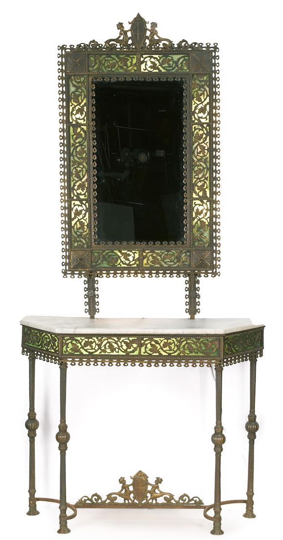 Bonhams : A Renaissance style metal and colored glass mounted mirror ...