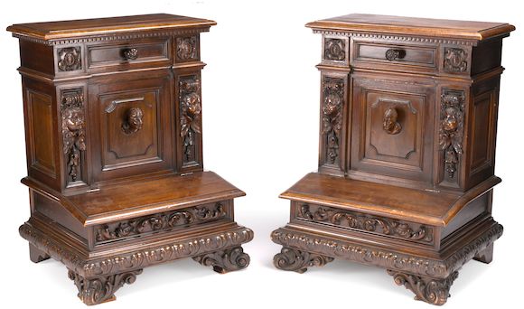 Bonhams : A pair of Renaissance style walnut prie dieux late 19th/early ...