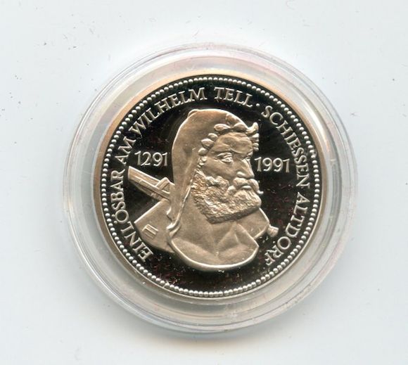 Bonhams : Switzerland, 1988 Platinum Proof Shooting Taler