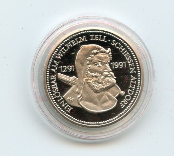 Bonhams : Switzerland, 1988 Platinum Proof Shooting Taler