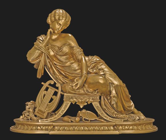 Bonhams : A French Greco Revival gilt bronze figure of a seated woman ...