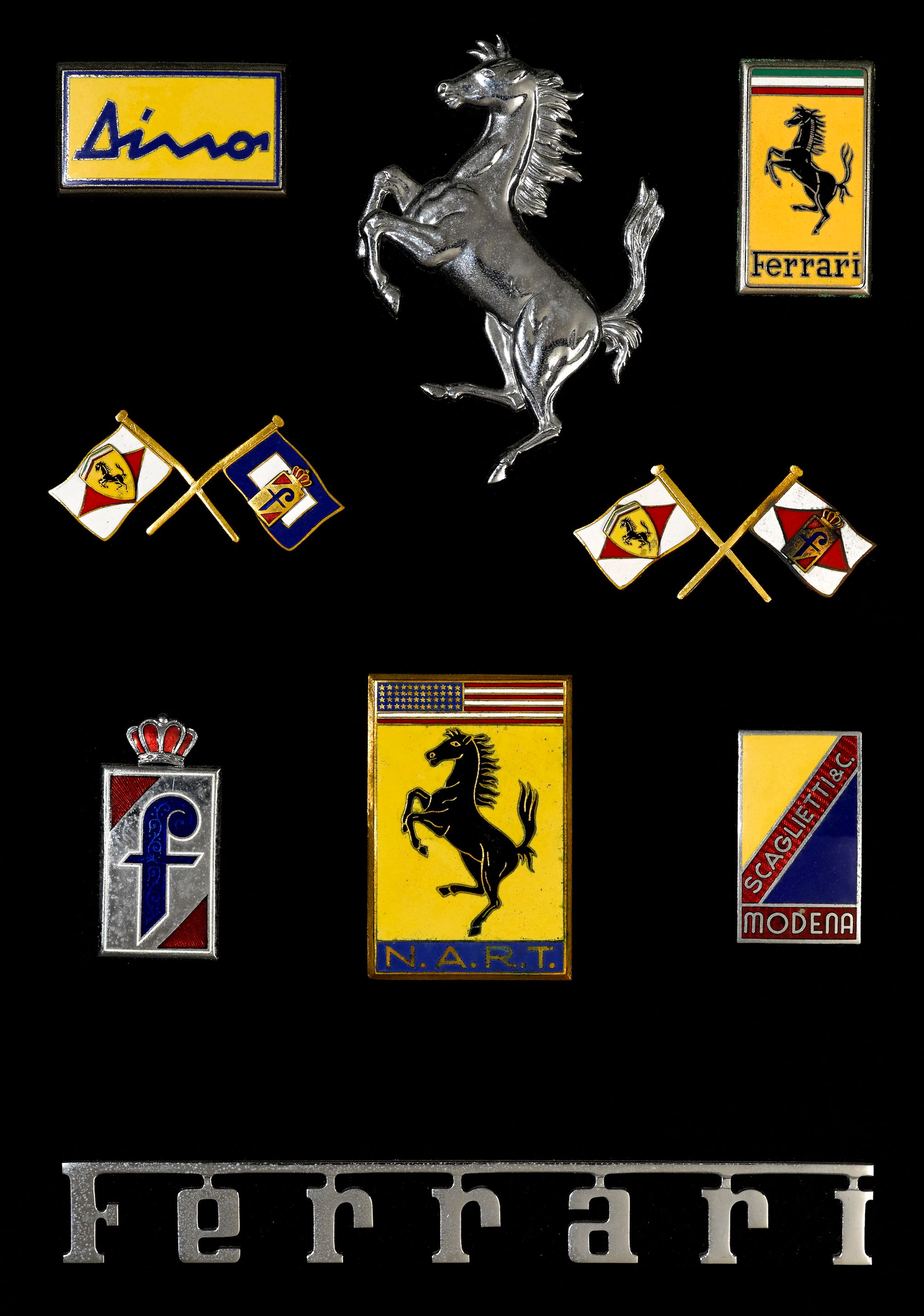 Bonhams Cars : A Collection of Nine Ferrari badges from the 1960's,