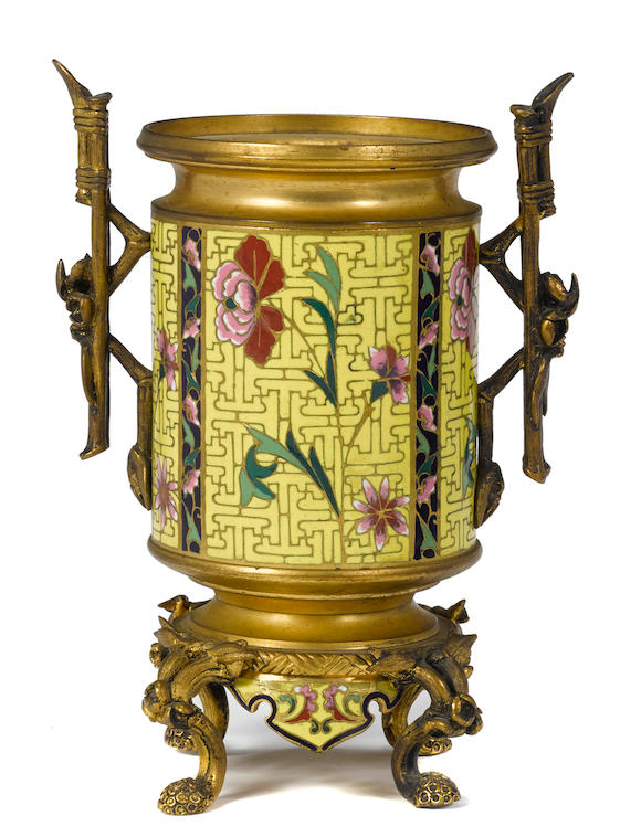 Bonhams A French Gilt Bronze And Champlevé Vase