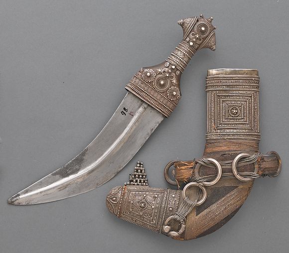Bonhams : A silver-mounted Omani jambiya