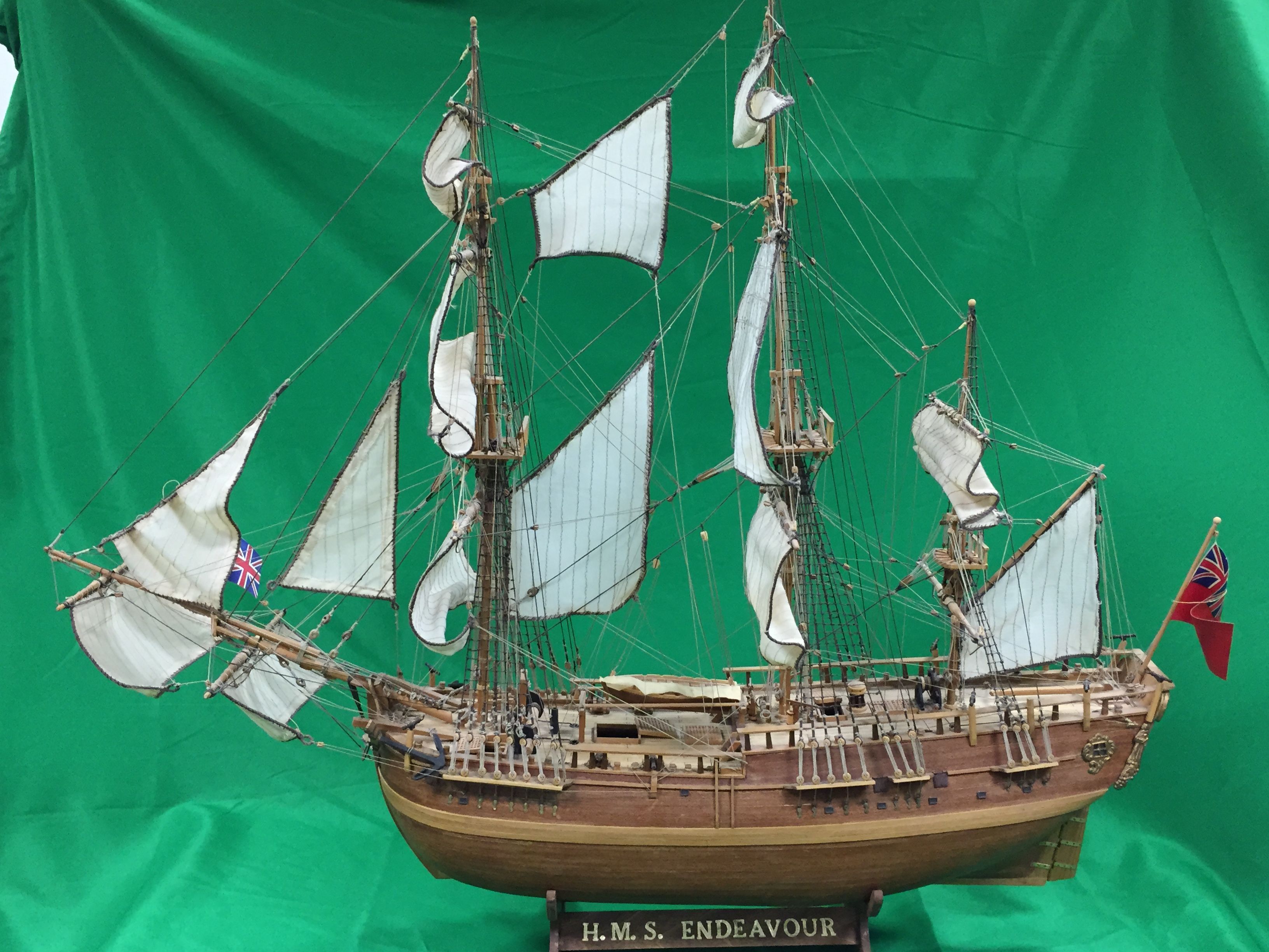 Bonhams Cars : A H.M.S. Endeavour Wooden Ship Model, Length 34 ins ...