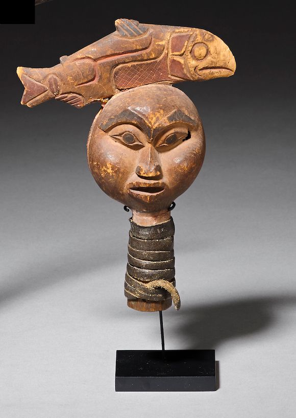 Bonhams : A Northwest Coast Janus-face rattle