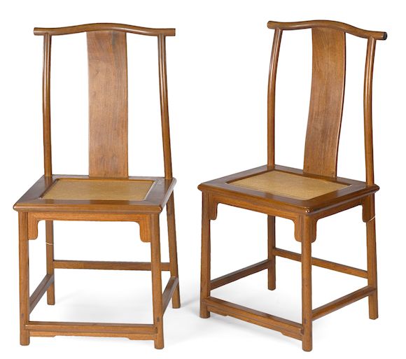 Bonhams : A pair of hardwood yoke back chairs Republic period